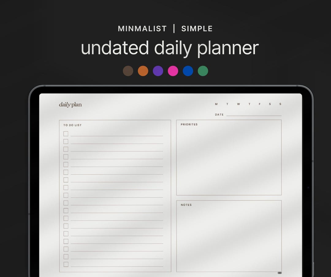 Minimalist Daily Digital Planner: Undated Colorful Layouts (PDF) - Etsy