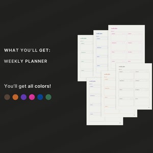 Weekly Digital Planner Simple Minimalist Colorful Undated Planner ...