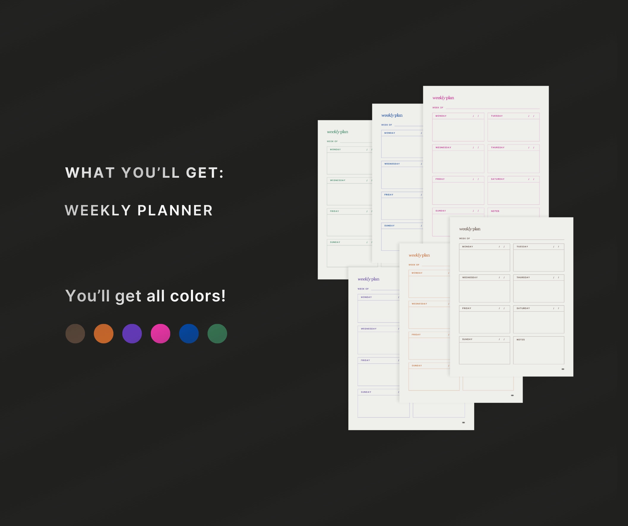 Weekly Digital Planner Simple Minimalist Colorful Undated Planner ...