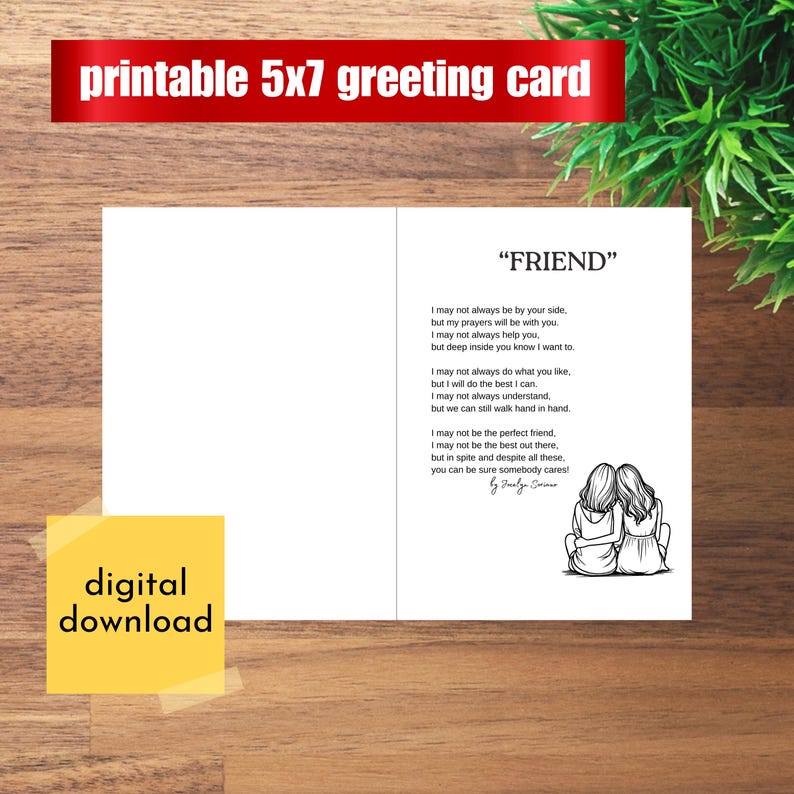 Friendship Poem: Friend Poem Card/ Gift/ Printable/ Quote/ Greeting ...