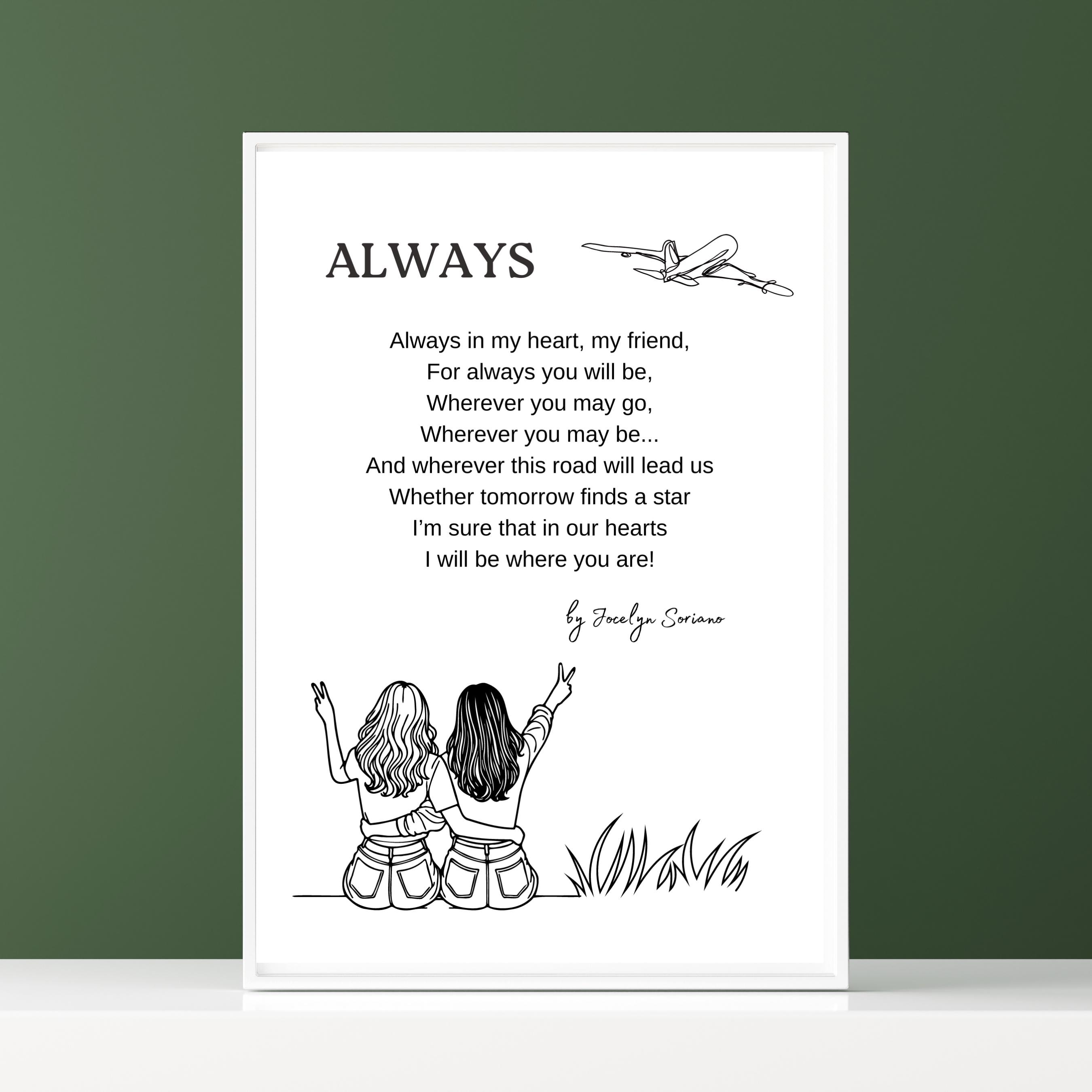 Always Printable Friendship Poem / Wall Art/ Poster/ Gift for Friends ...