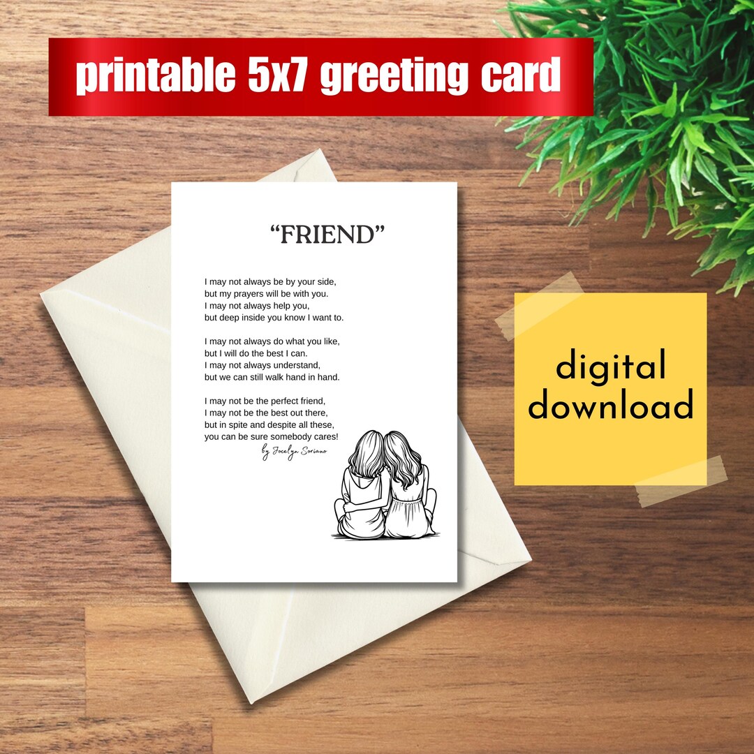 Friendship Poem: Friend Poem Card/ Gift/ Printable/ Quote/ Greeting ...