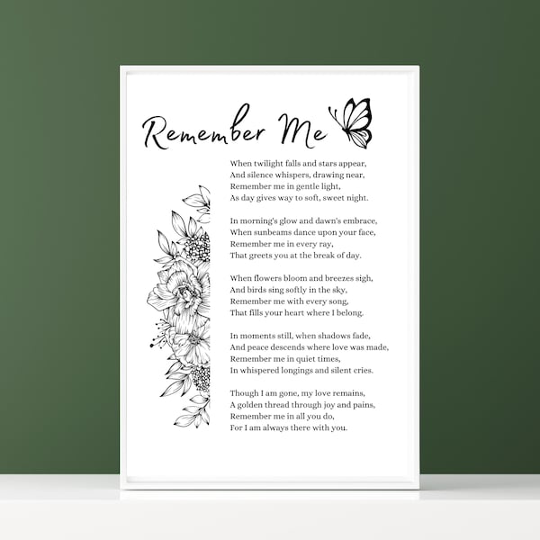 Remember Me Poem - Etsy