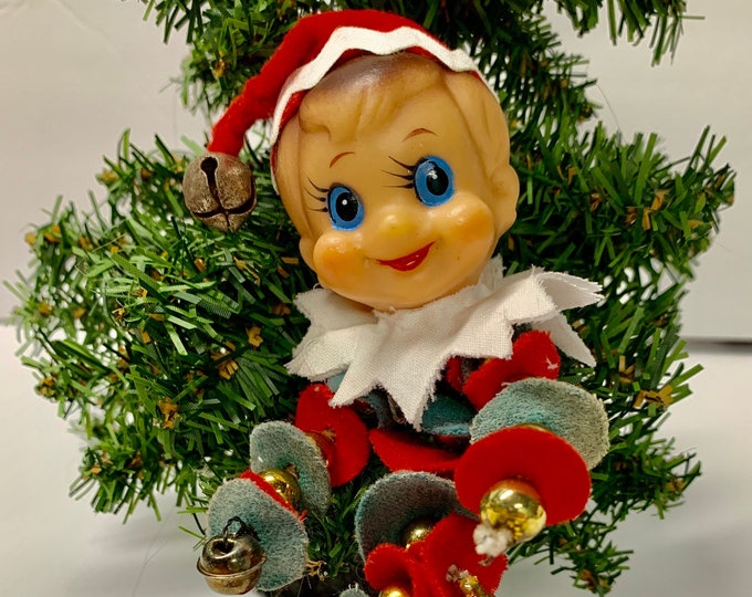 Vintage Handmade Elf 6 Inches Tall Body Made of Felt and Mercury Glass ...