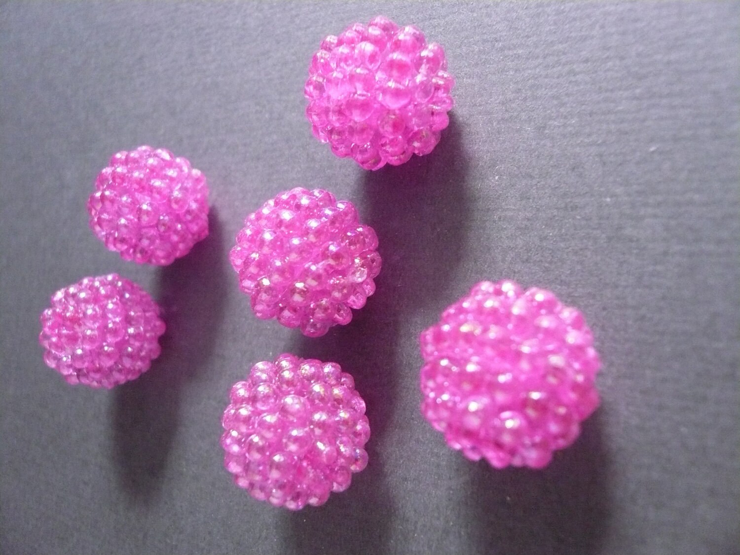 Vintage 15mm Hot Pink Raspberry Beads Red NOS 6 | Etsy