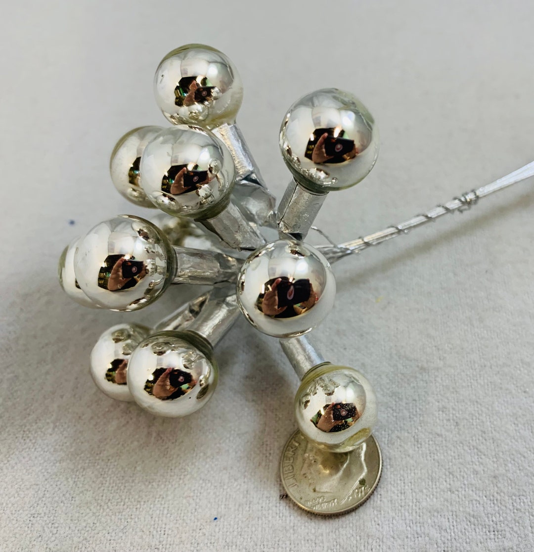 Vintage 15mm Silver Glass Ball Ornament Picks New Old Stock From the ...