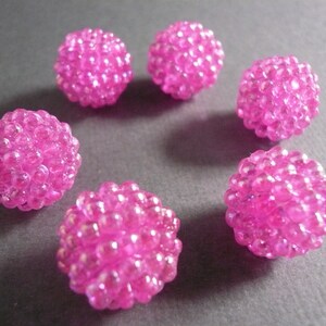 Vintage 15mm Hot Pink Raspberry Beads NOS (6) - Etsy