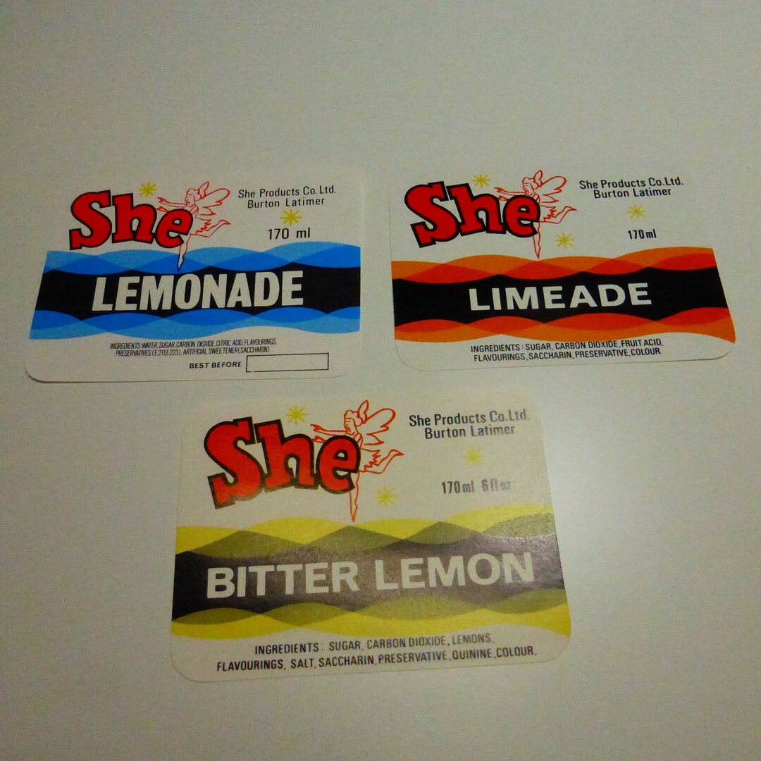 Vintage Soft Drink Labels She Products Co. Ltd. Burton Latimer New Old ...