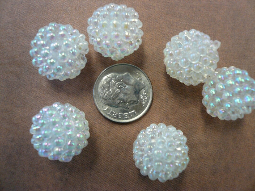 6 Vintage 15mm Raspberry Beads White Crystal NOS - Etsy