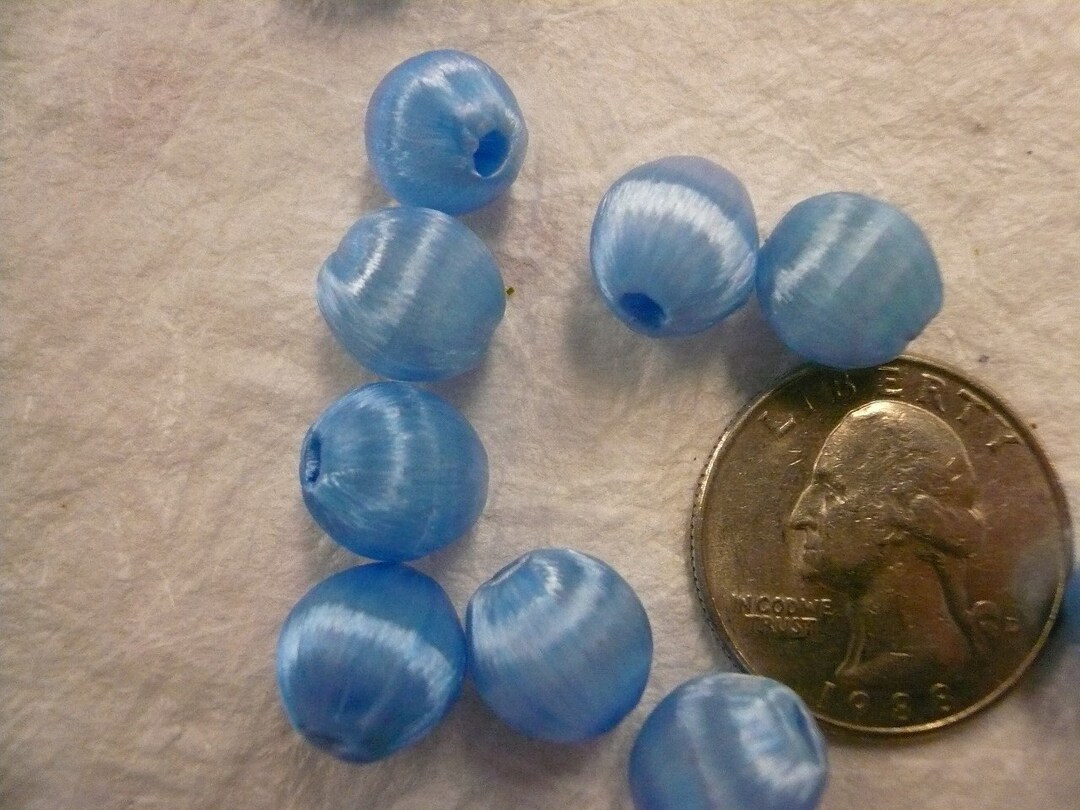 Vintage Silk Wrapped Blue Beads (25) - Etsy