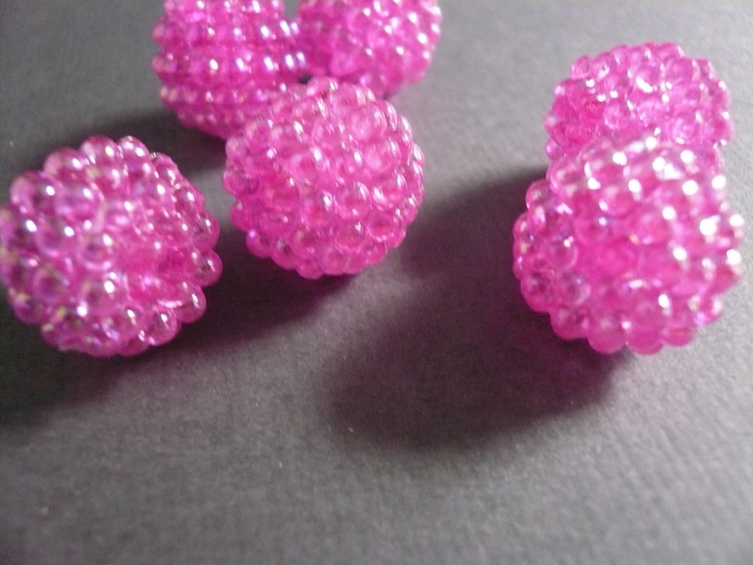 Vintage 15mm Hot Pink Raspberry Beads Red NOS 6 | Etsy