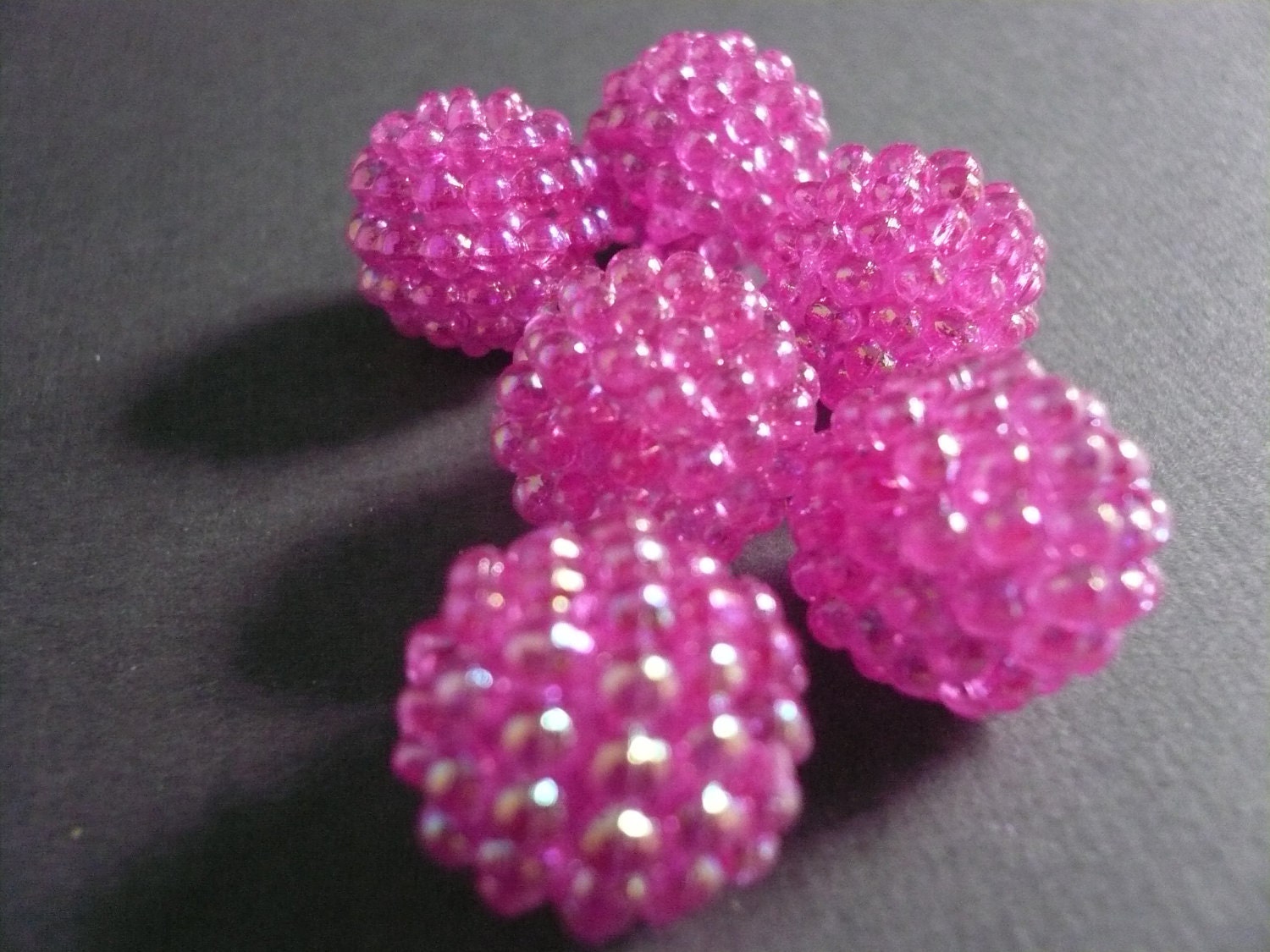 Vintage 15mm Hot Pink Raspberry Beads Red NOS 6 | Etsy