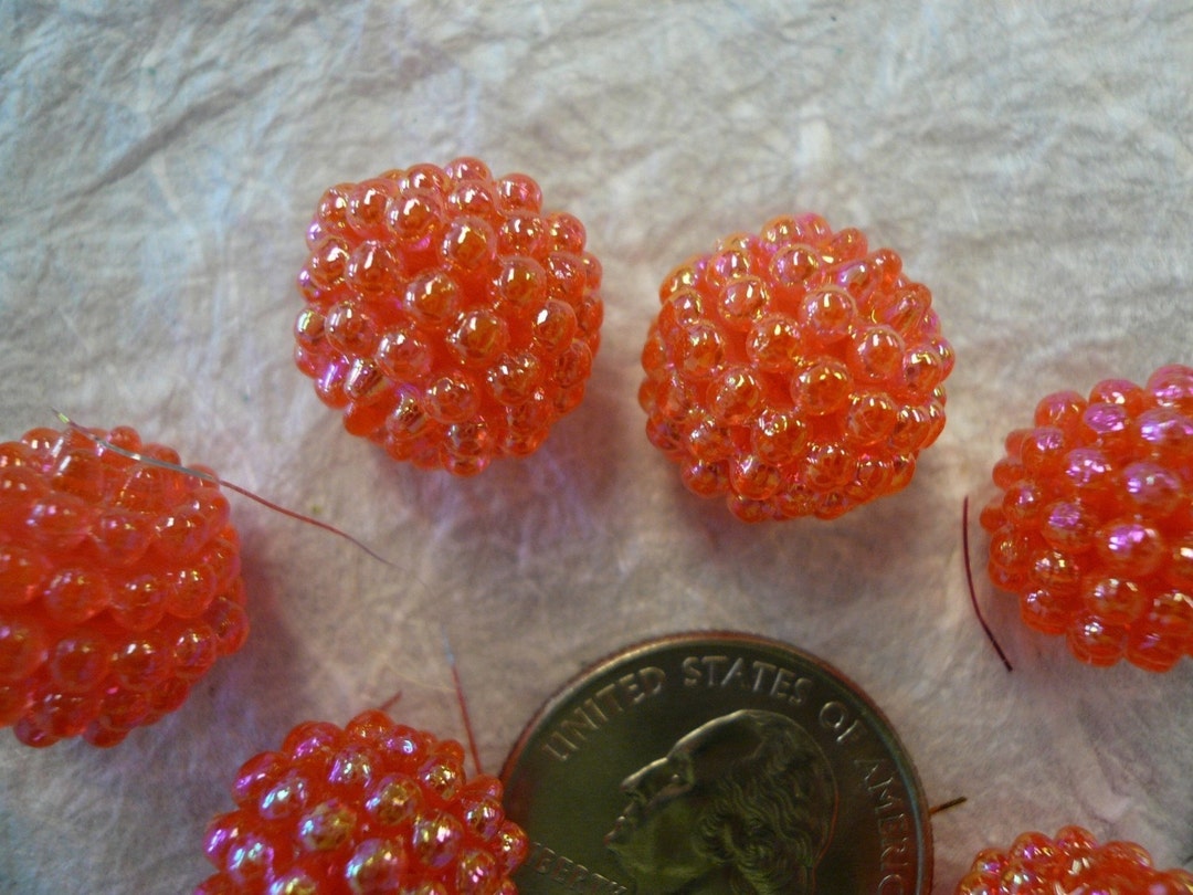 Vintage 15mm Raspberry Beads Melon NOS (6) - Etsy