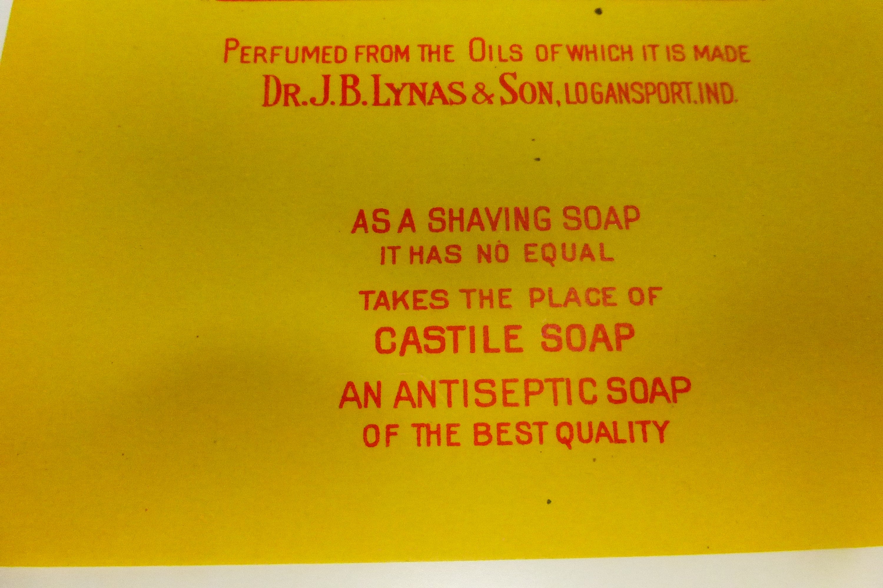 Vintage Toilet Soap Wrapper From Dr. J. B. Lynas & Son Logansport ...