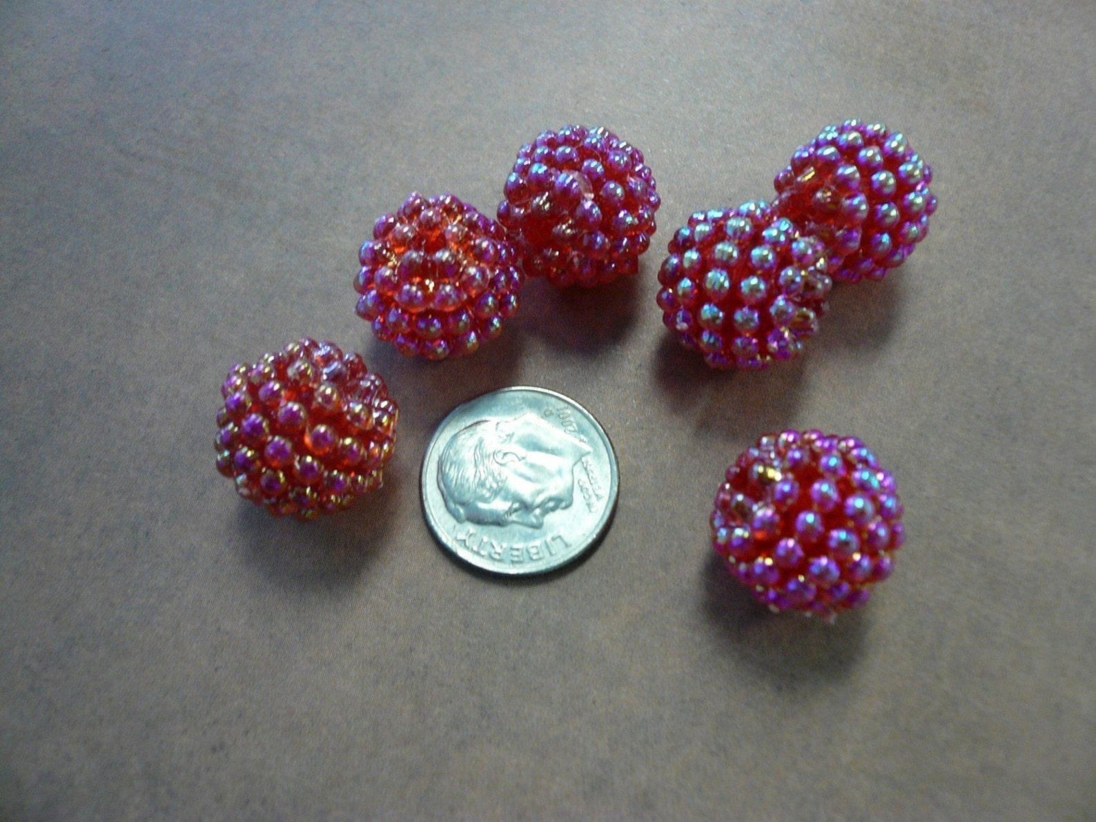 6 Vintage 15mm Raspberry Beads Red NOS 6 - Etsy