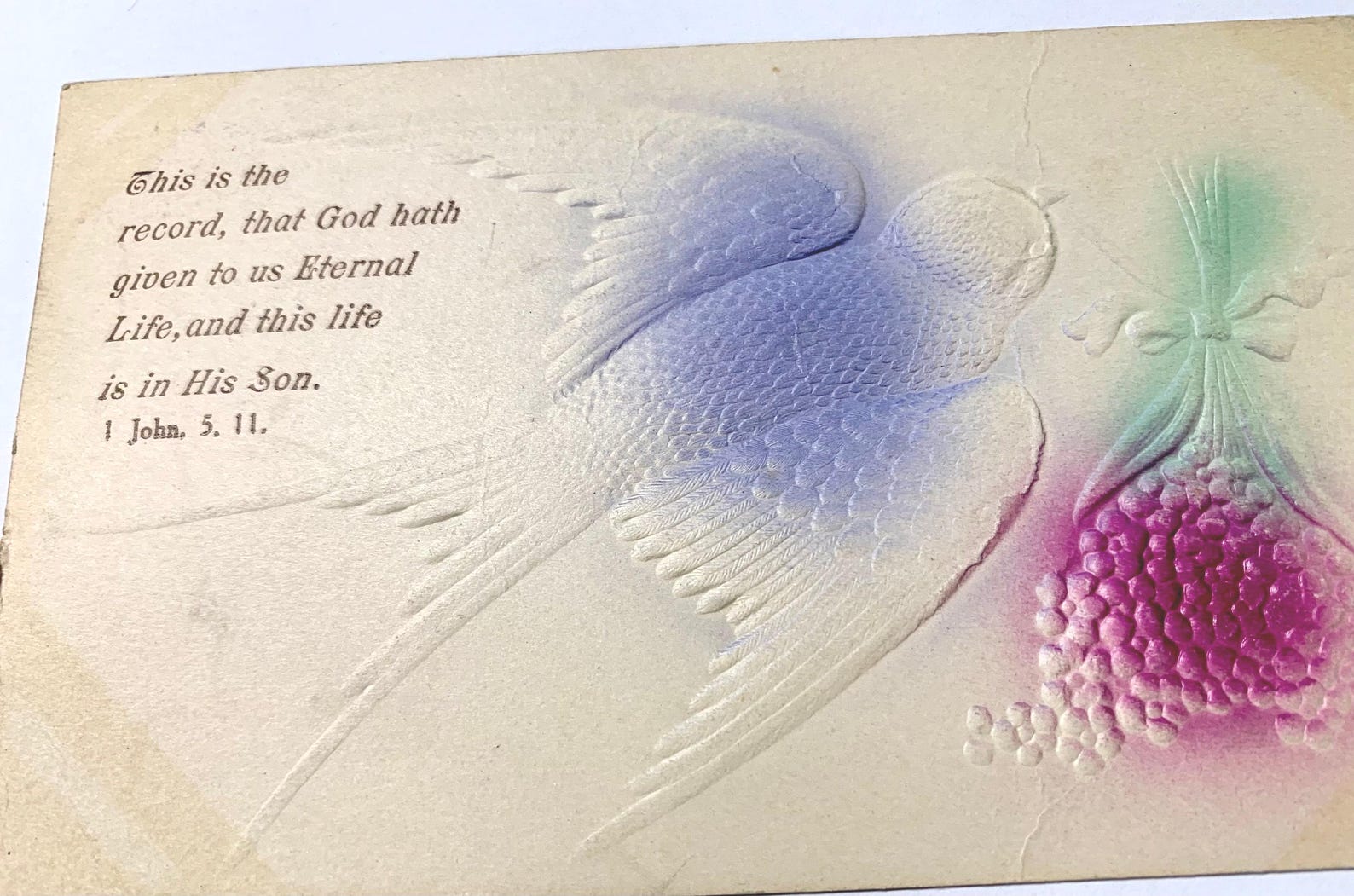 5 Antique Religious Themed Postcards Embossed With a Dove and Flowers ...