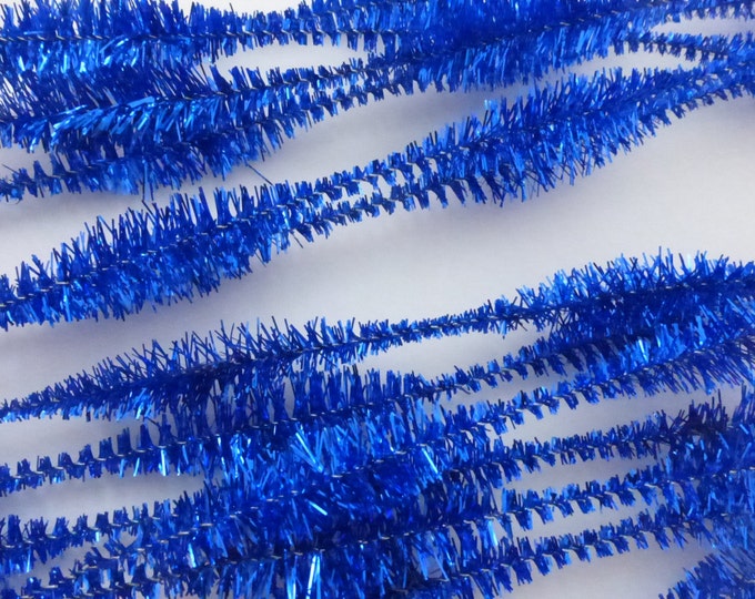 Vintage Mid-century Blue Bump Metallic Tinsel Stems (12) New Old Stock ...