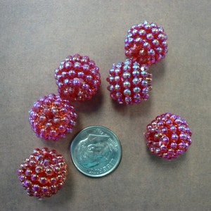 6 Vintage 15mm Raspberry Beads Red NOS (6) - Etsy