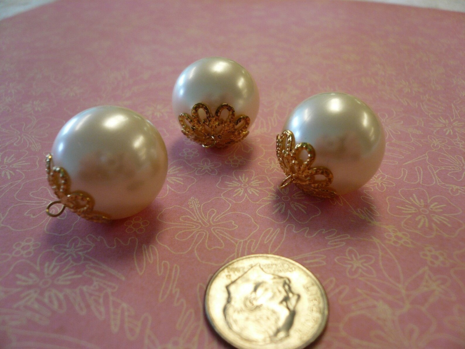 Vintage 16mm Pearls With Brass Bead Cap (12) NOS - Etsy