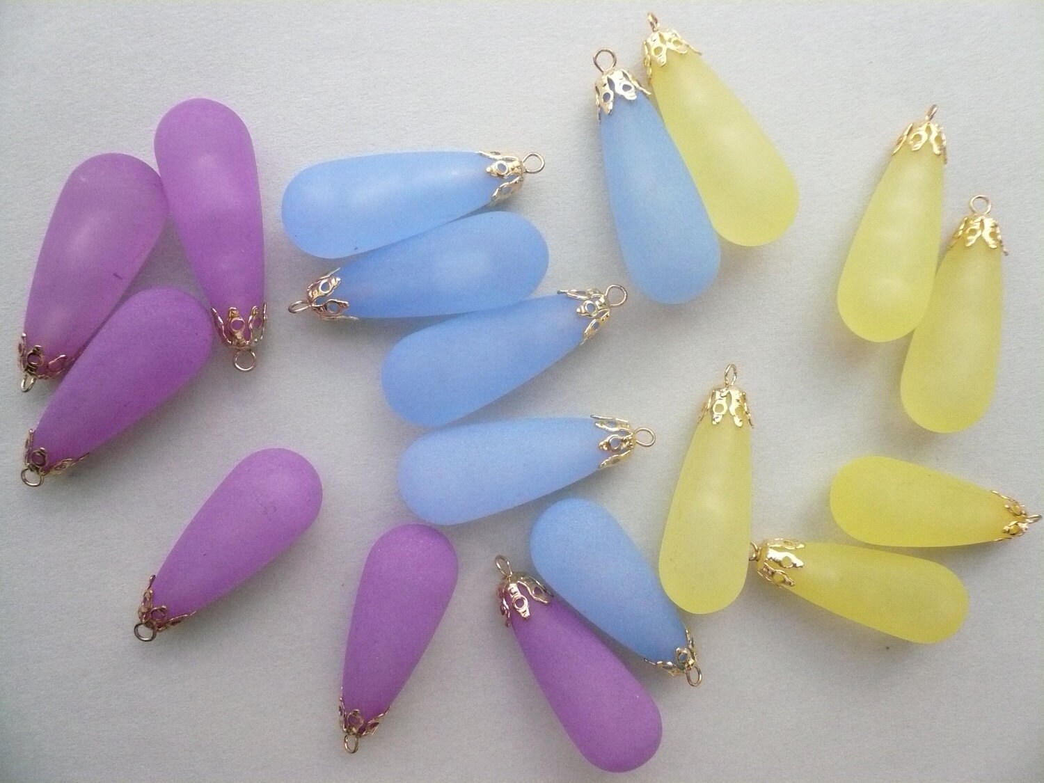 Vintage 32 X 13 Mm Lemon Yellow Teardrops With a Frosted Matte | Etsy