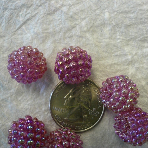 6 Vintage 15mm Raspberry Beads Red NOS 6 - Etsy