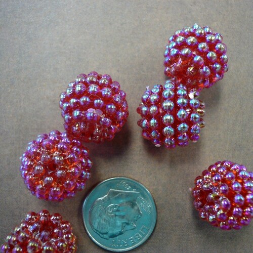 6 Vintage 15mm Raspberry Beads Red NOS 6 - Etsy
