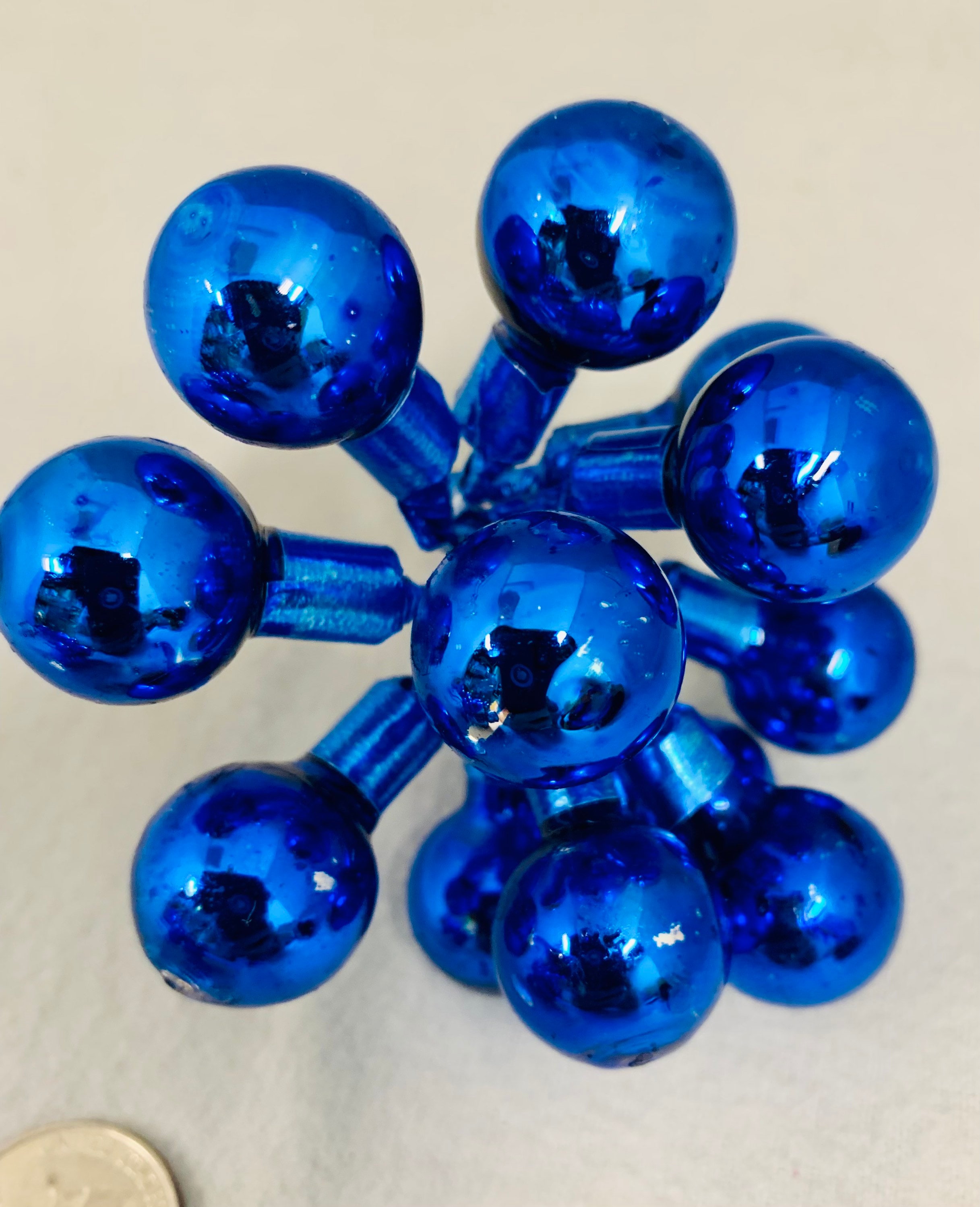 Vintage Mercury Glass Balls on Pick Royal Blue 20mm New Old | Etsy