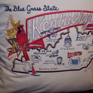 Embroidered State Map Pillow Kentucky - Etsy