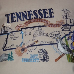 Embroidered State Map Pillow Tennessee - Etsy
