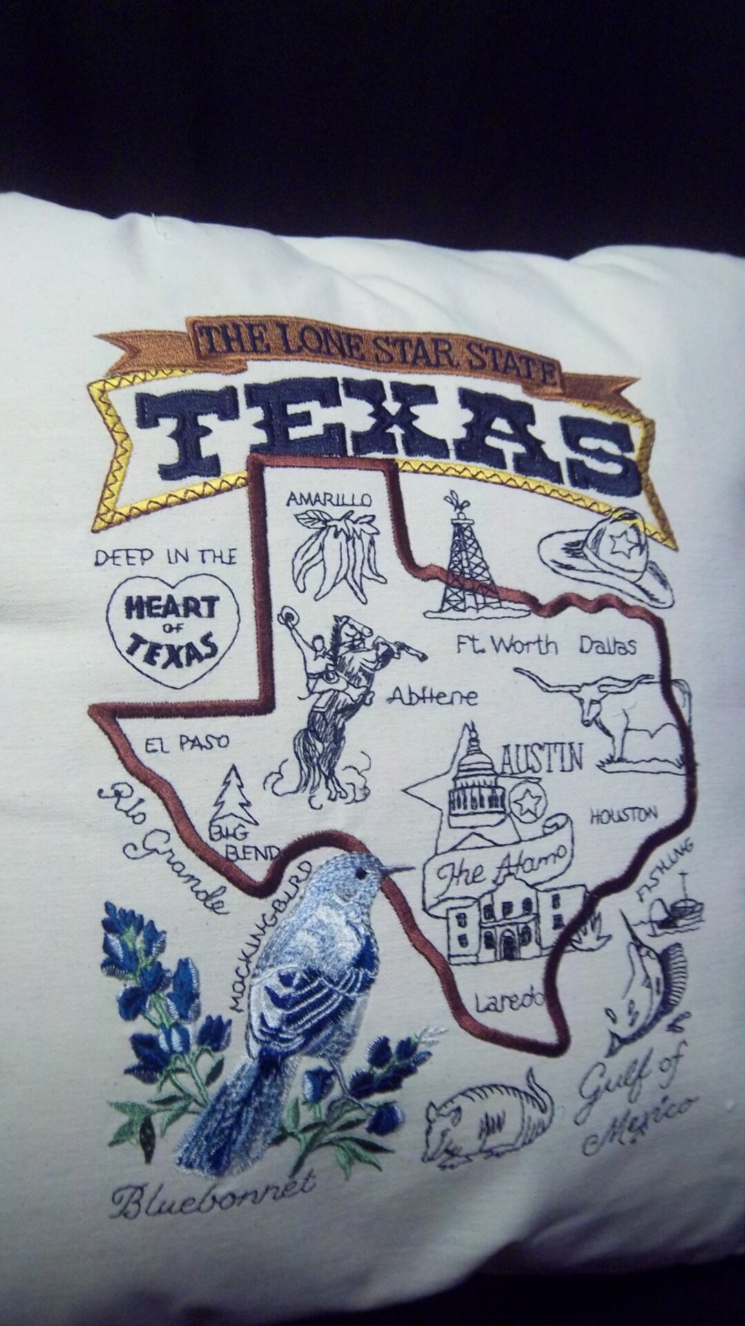 Embroidered State Map Pillow Texas - Etsy