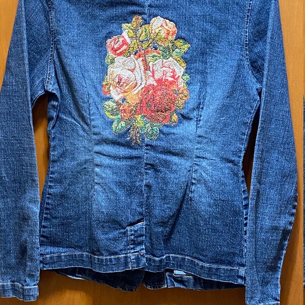 Womens Embroidered Denim Jacket - Etsy