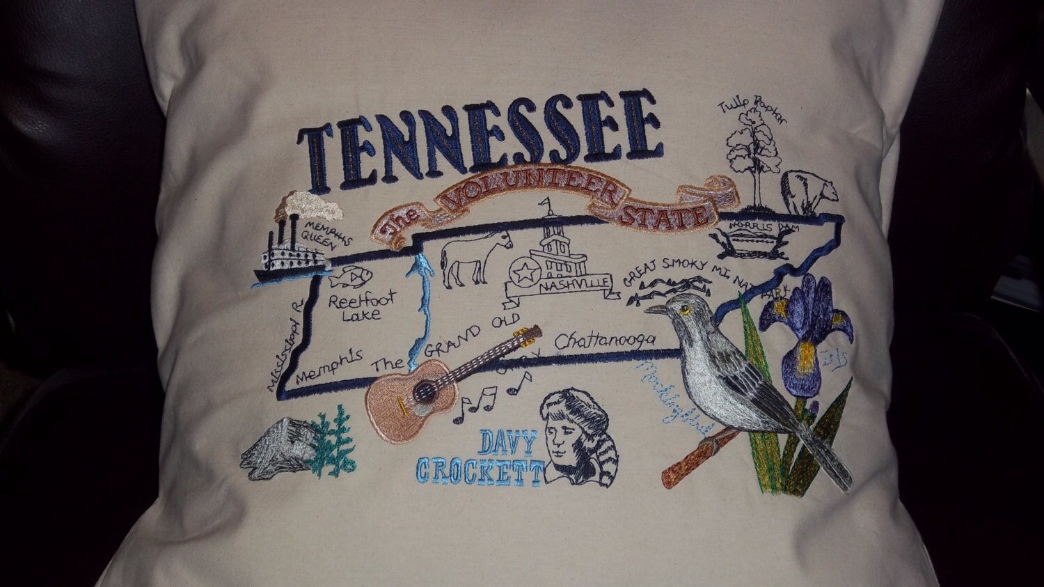Embroidered State Map Pillow Tennessee - Etsy