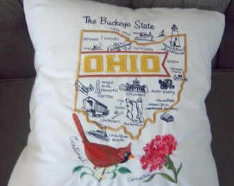 Embroidered State Map Pillow Georgia | Etsy