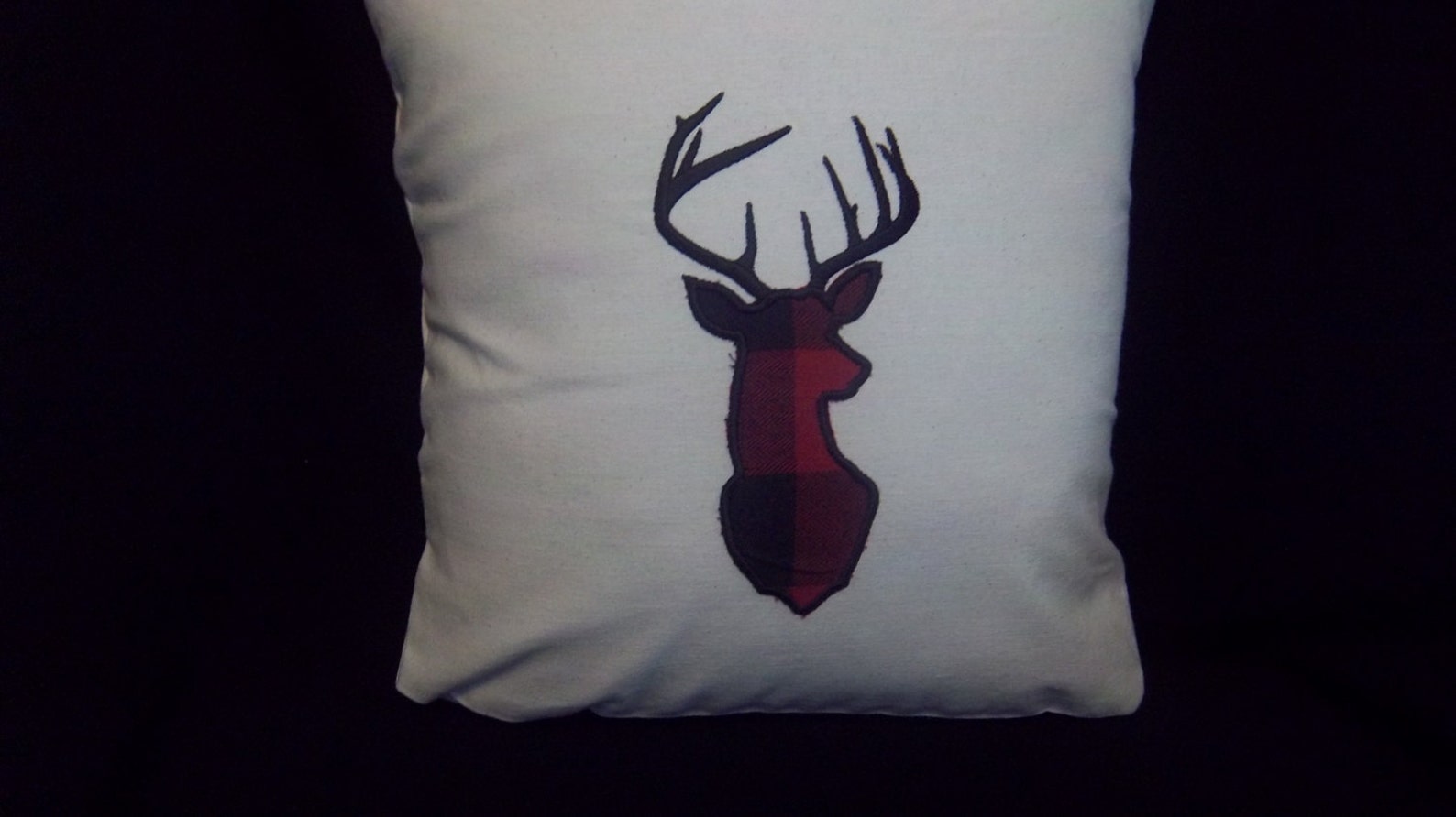 762 Appliqued Deer Head Pillow - Etsy