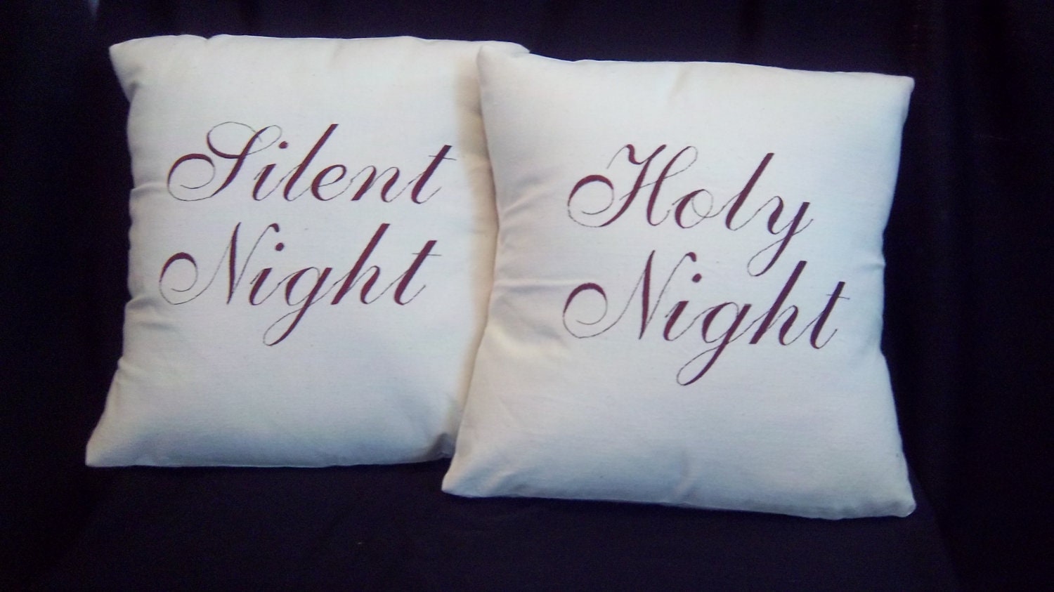 Silent Night Holy Night Embroidered Christmas Pillow Pair - Etsy