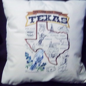 Embroidered State Map Pillow Texas - Etsy