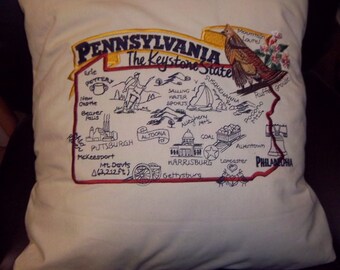 Embroidered State Map Pillow Tennessee | Etsy