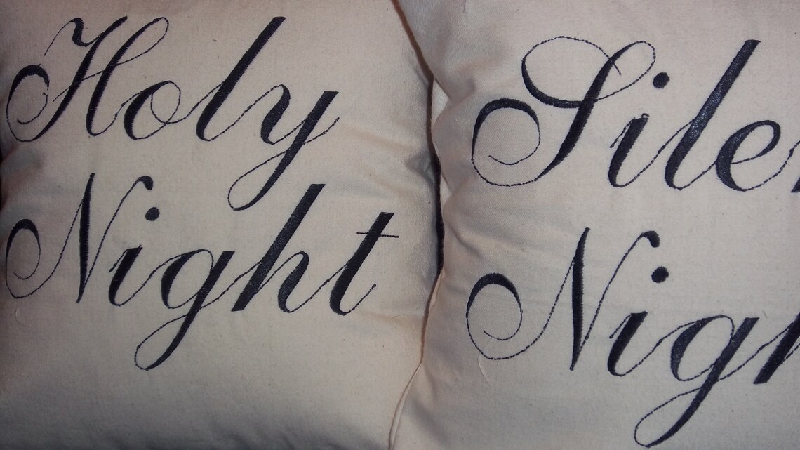 Silent Night Holy Night Embroidered Christmas Pillow Pair - Etsy