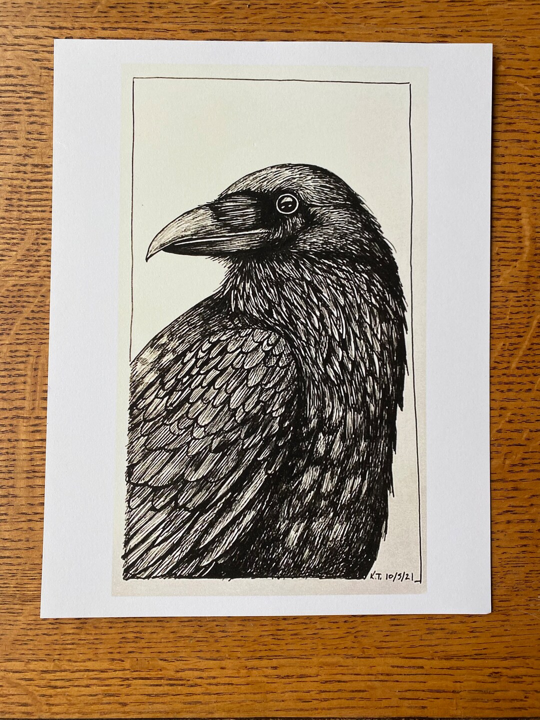 Raven Print- 8.5” X11”- Hand Drawn Pen & Ink - Etsy