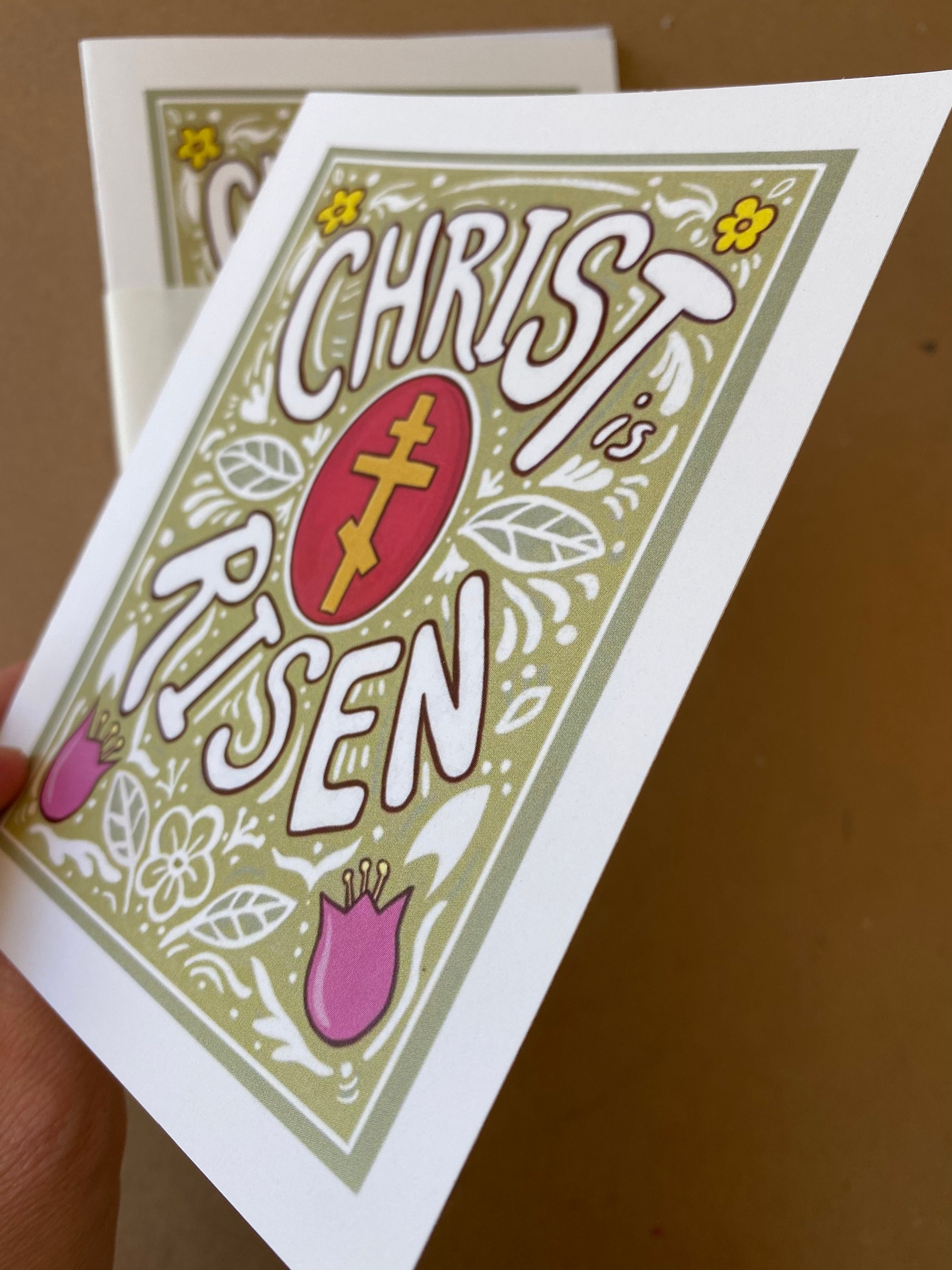 6 Pack Pascha Cards Christ is Risen Tulip W/green Background White Text ...