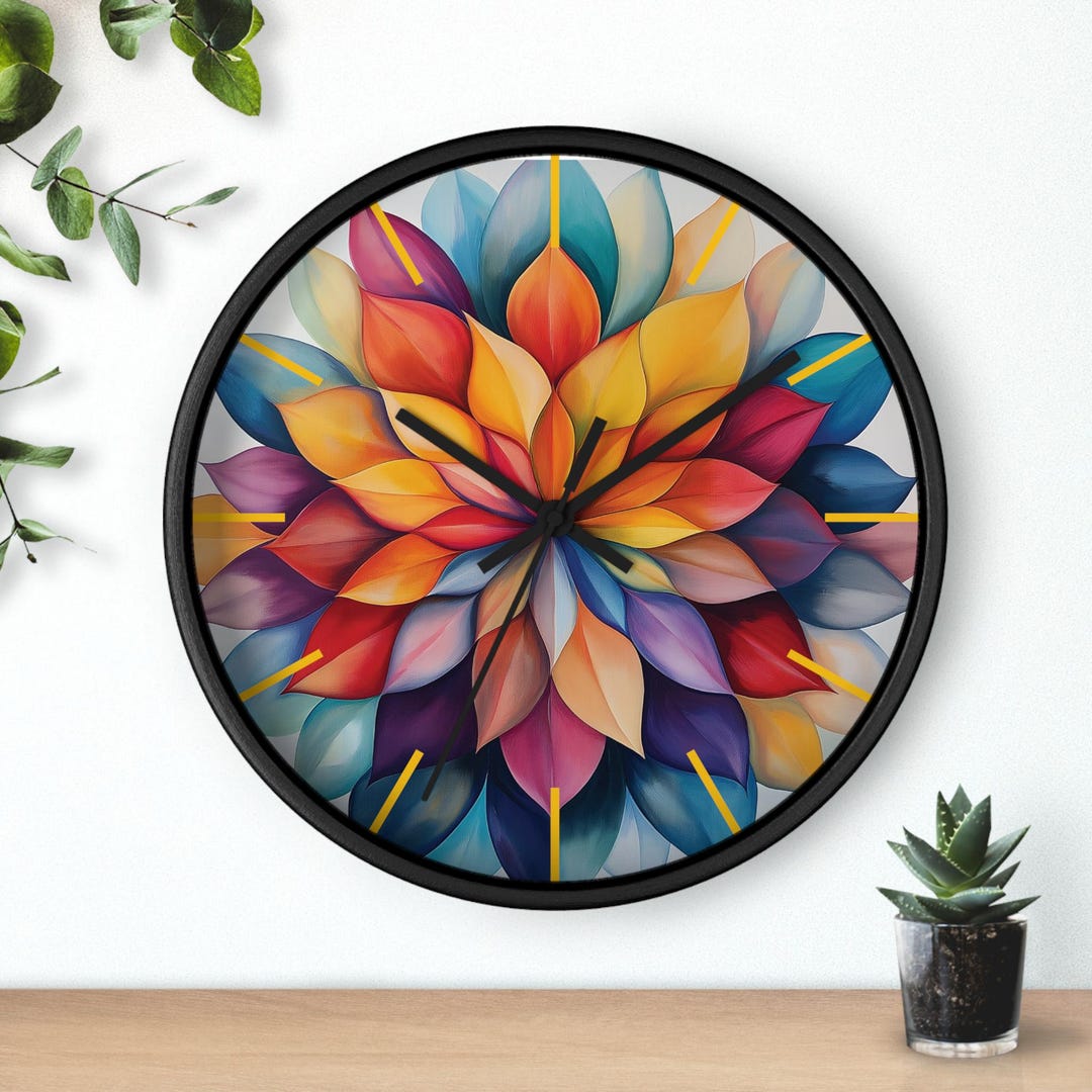 Lotus Flower Clock | Farmhouse Wall Clock | Wall Clock Wall Art | Clock ...