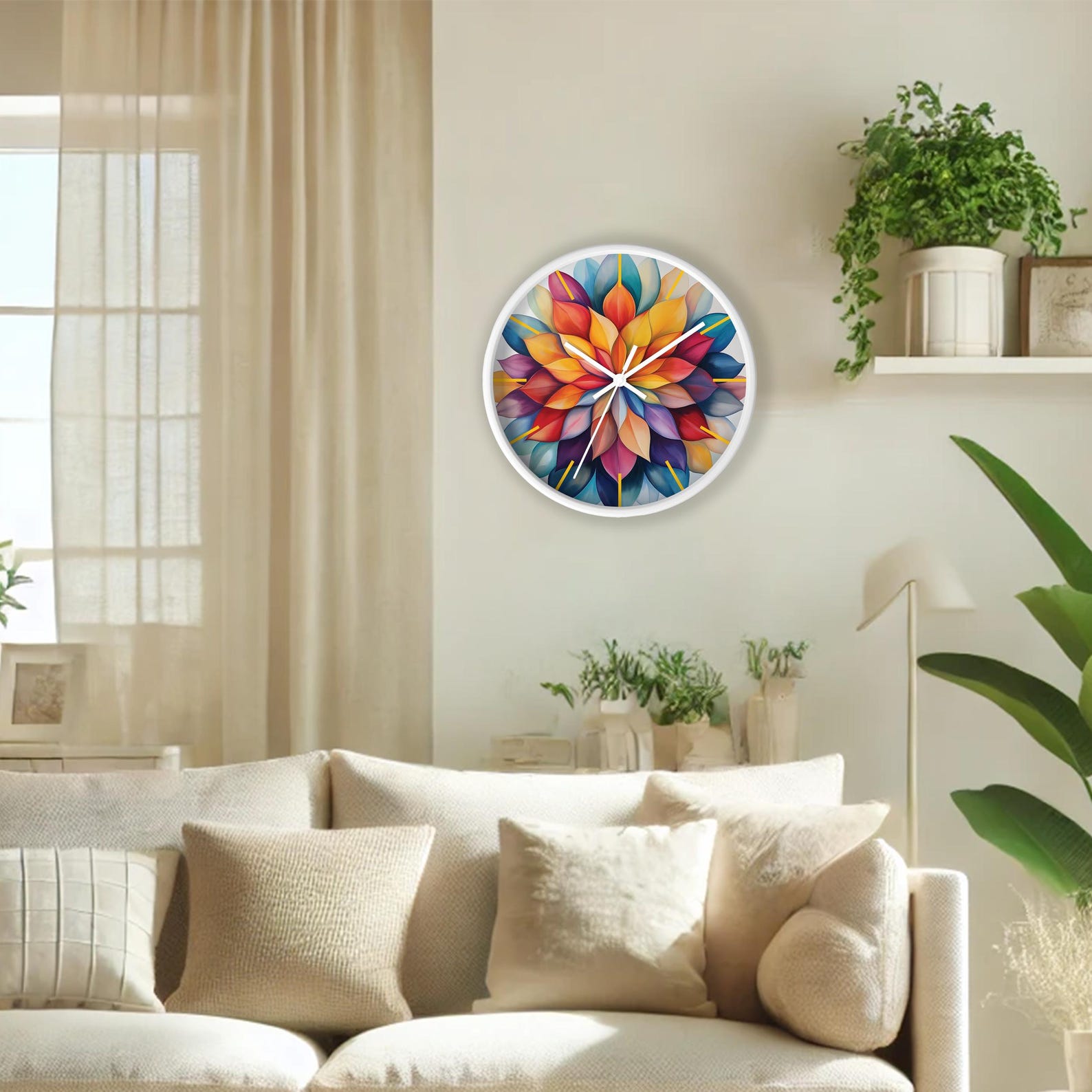 Lotus Flower Clock | Farmhouse Wall Clock | Wall Clock Wall Art | Clock ...