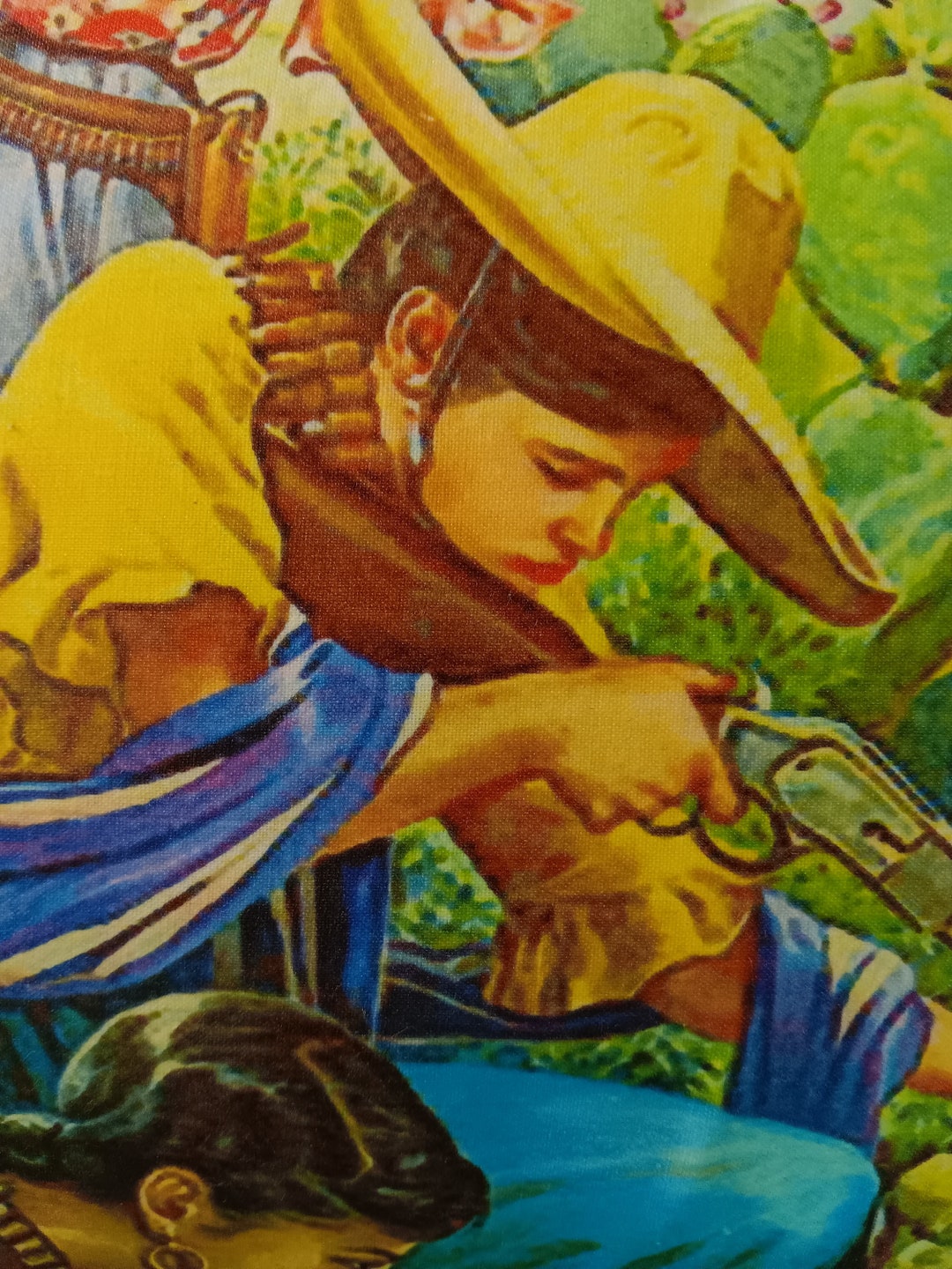 Western Pillow Cowgirls Soldaderas Adelitas With Guns Large Cactus ...