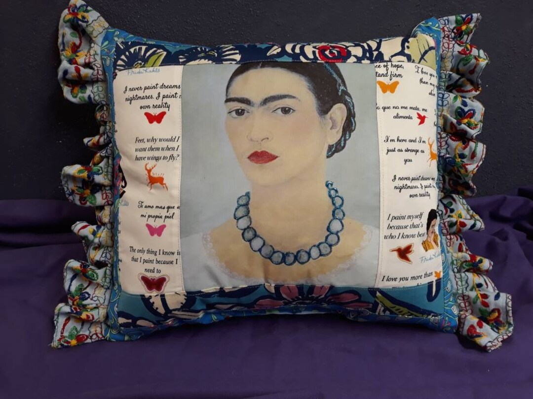 Frida Kahlo Pillow Embroidered Edges Frida Words - Etsy