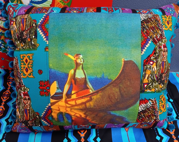 Vintage Native American Indian Maiden Art Print Pillow F R Harper - Etsy