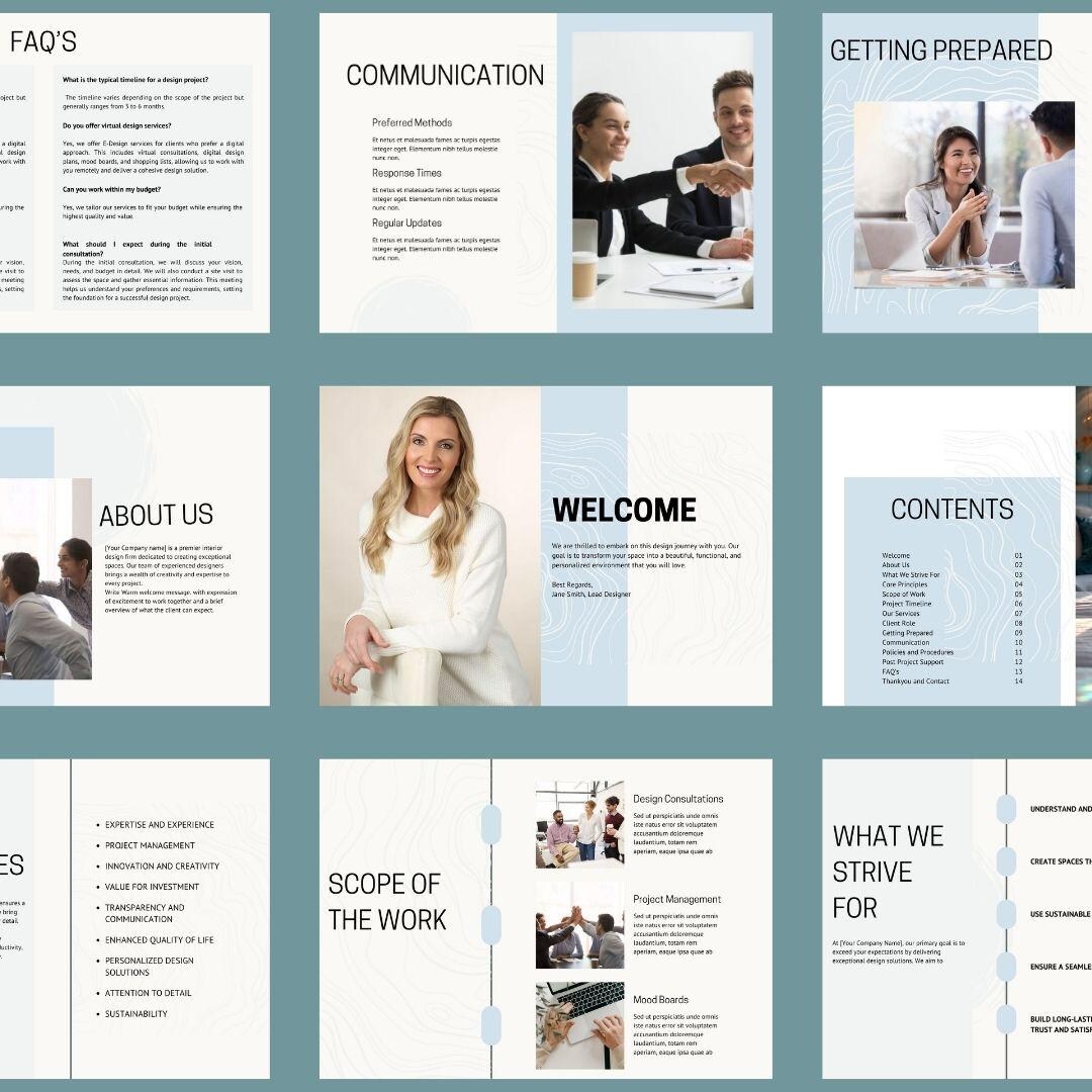 Interior Design Welcome Guide, Welcome Packet, Canva Template, Client ...