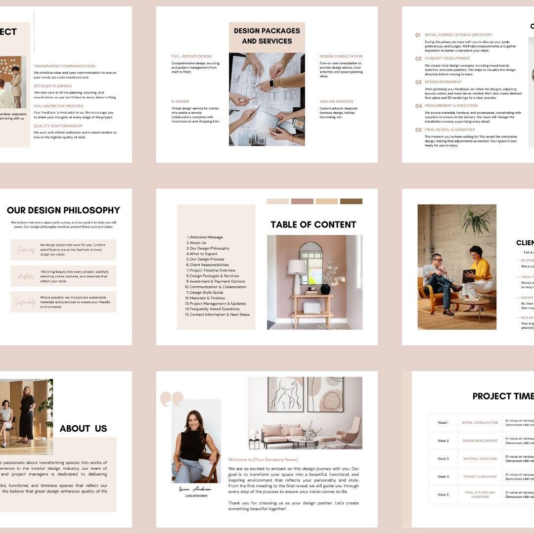 Interior Design Welcome Guide - Welcome Packet - Canva Template ...