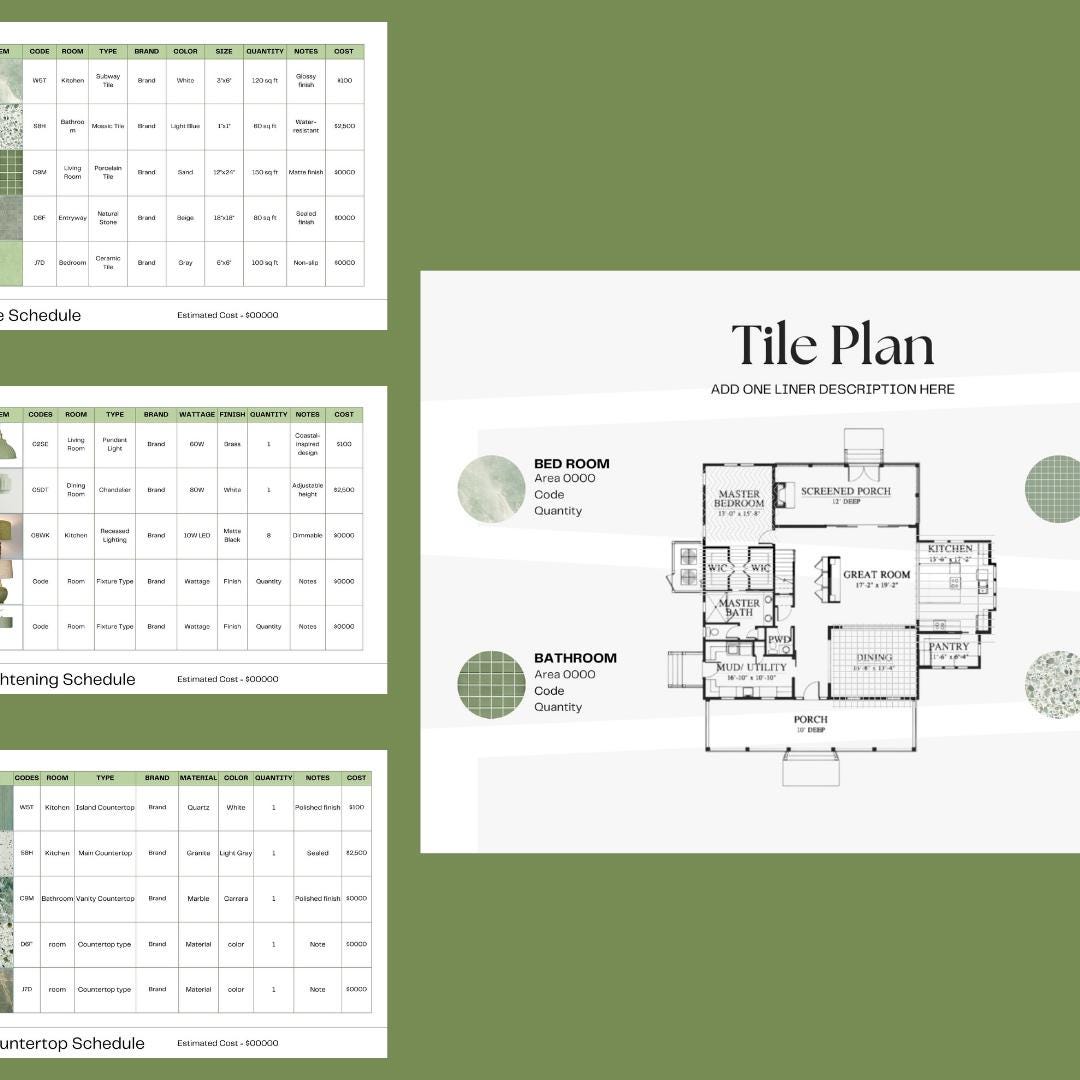 Interior Design Furniture, Fixtures and Finishes Schedule Template for ...