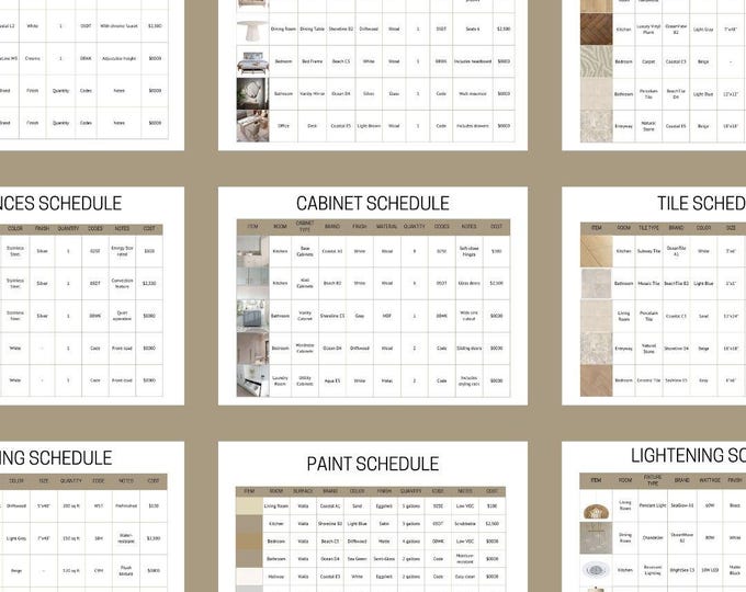 FF&E Schedule Interior Design Furniture, Fixtures and Finishes Schedule ...