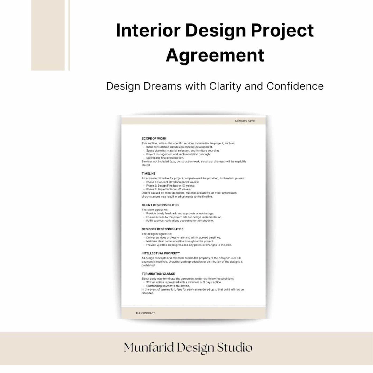 Interior Design Agreement Template | Modern E-design Contract ...